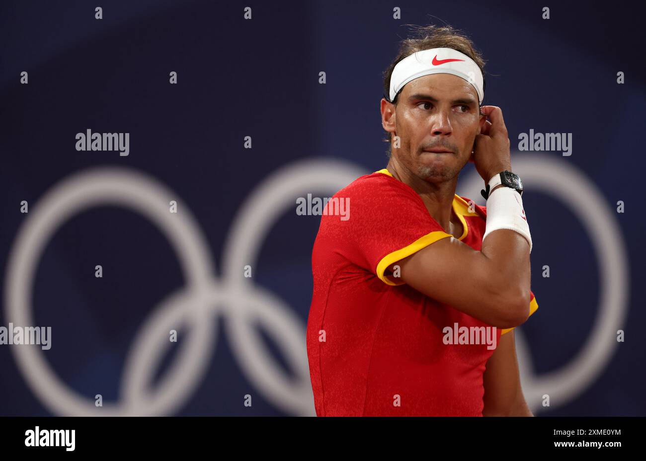 Paris, France. July 27th 2024. Spain's Rafael Nadal during their first ...
