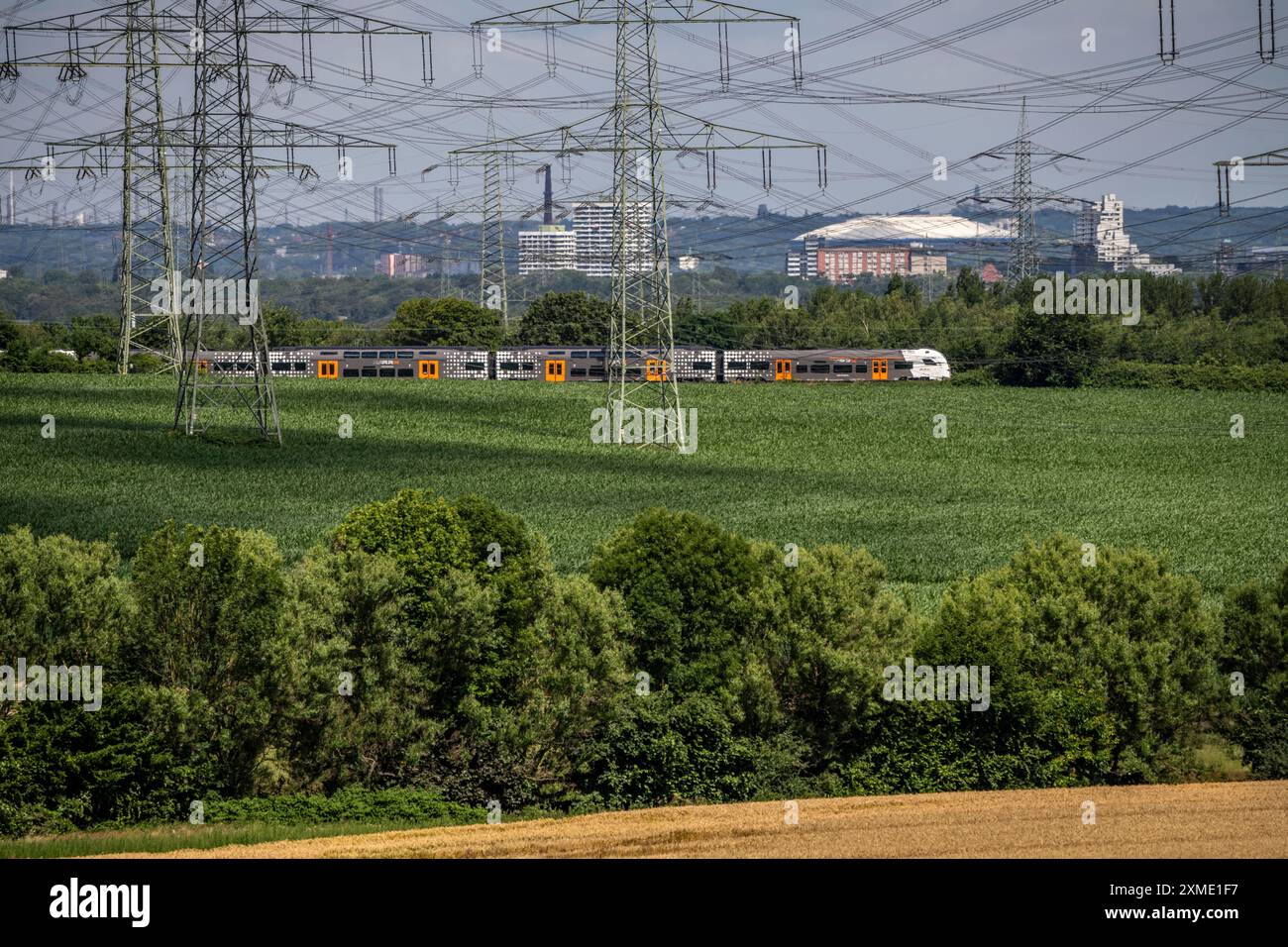 Railway line between Essen and Bochum near Wattenscheid, RRX Rhine-Ruhr ...