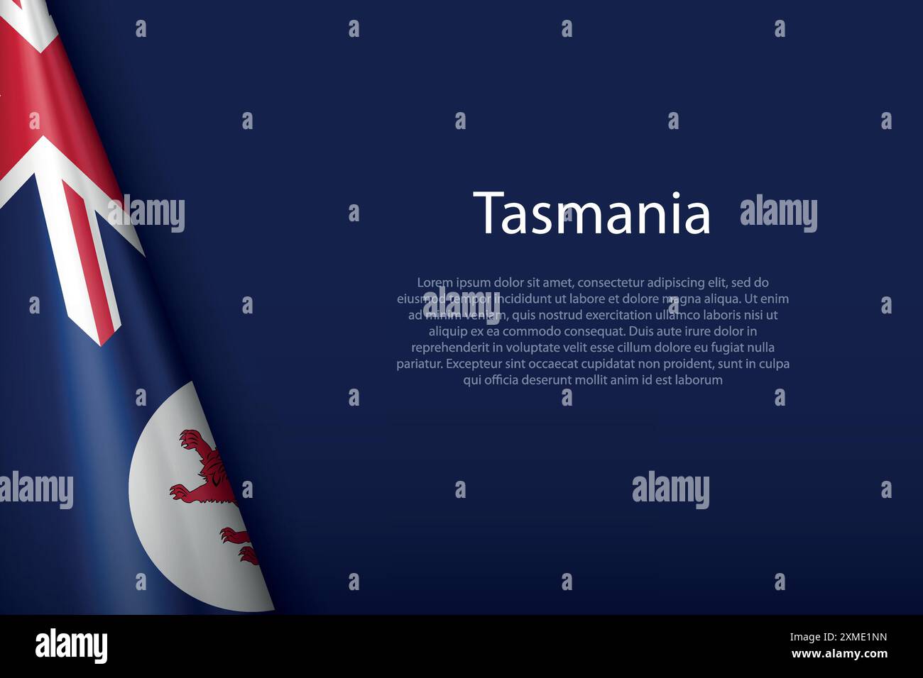 3d flag Tasmania, region of Australia, isolated on background with ...