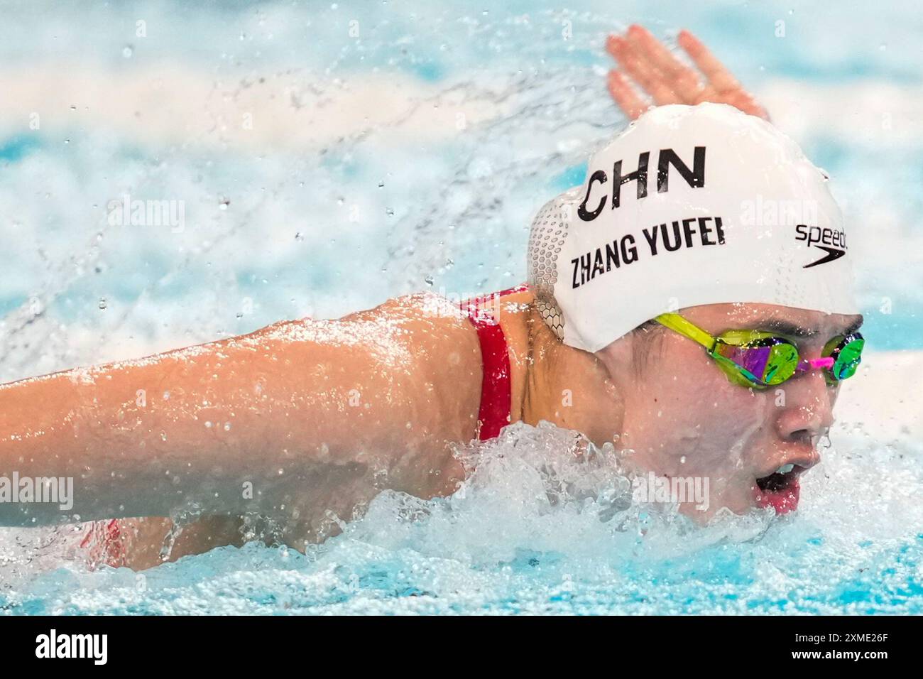Zhang Yufei, of China, competes in the women's 100-meter butterfly ...