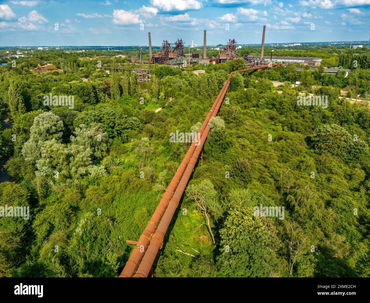 The Duisburg Nord Landscape Park, double blast furnace gas pipeline ...