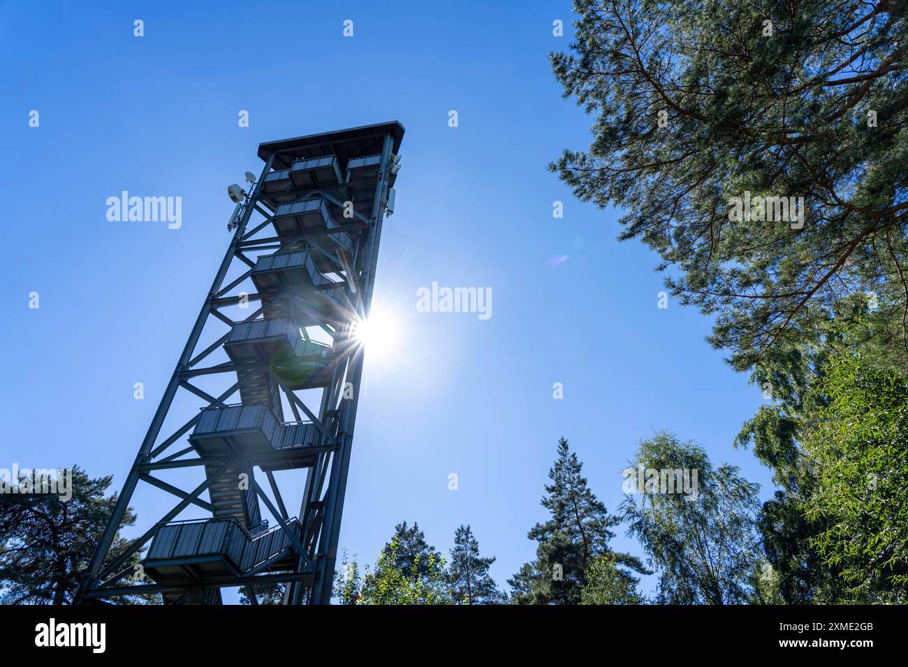 Fire watch tower on the Rennberg, near Flaesheim, Haltern am See, in ...