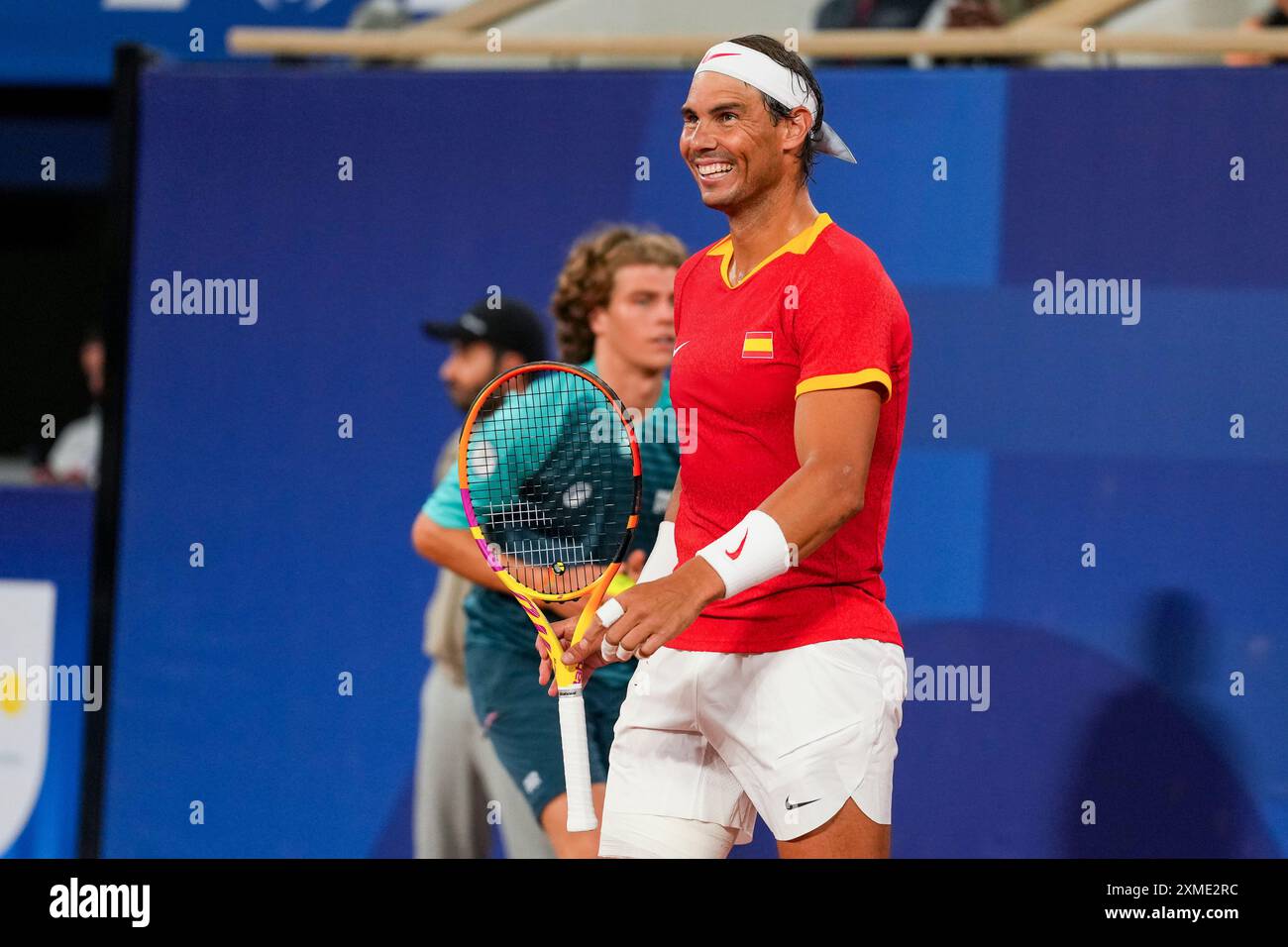 Rafael Nadal (ESP) and Carlos Alcaraz (ESP) against Maximo Gonzalez ...