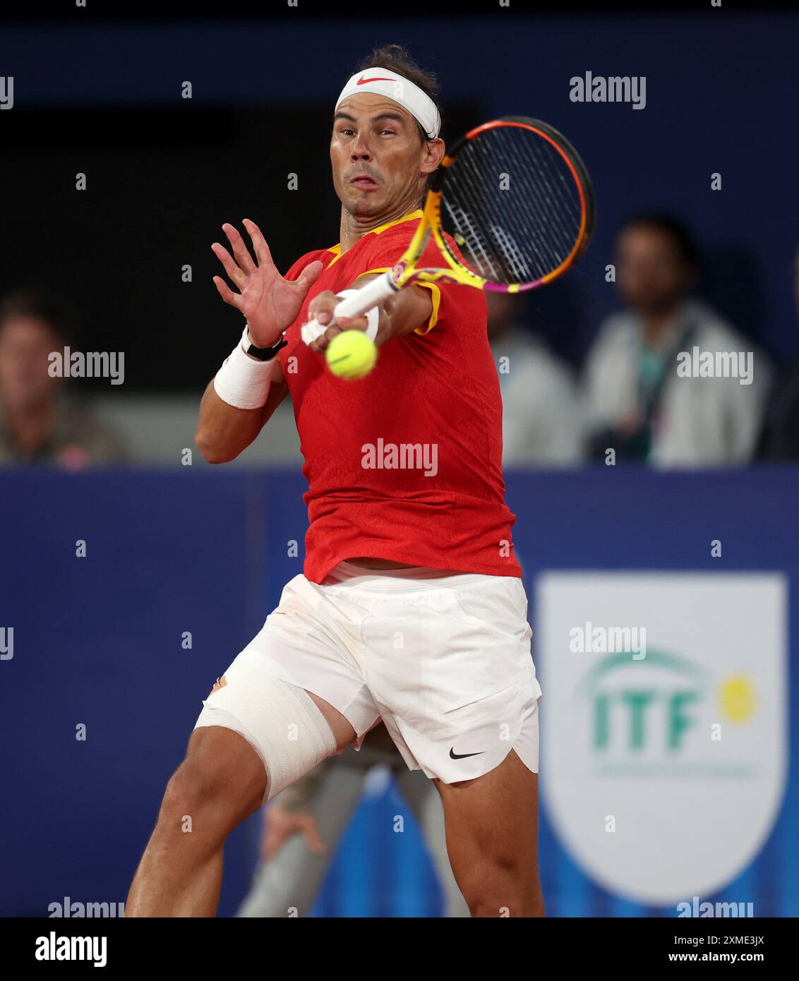 Paris, France. July 27th 2024. Spain's Rafael Nadal during the first ...
