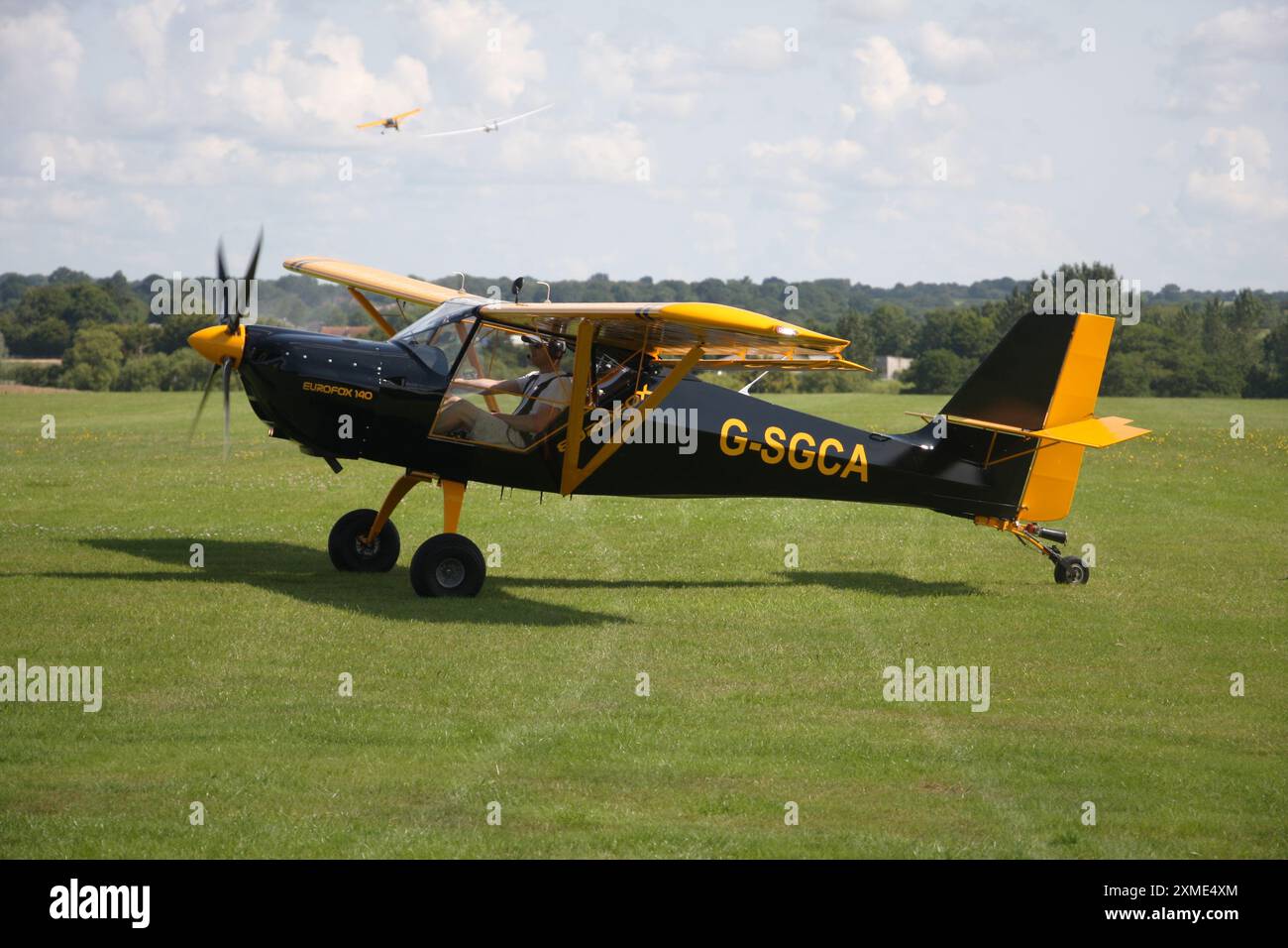 A Eurofox light aircraft in use as a glider tug at a private airfield ...