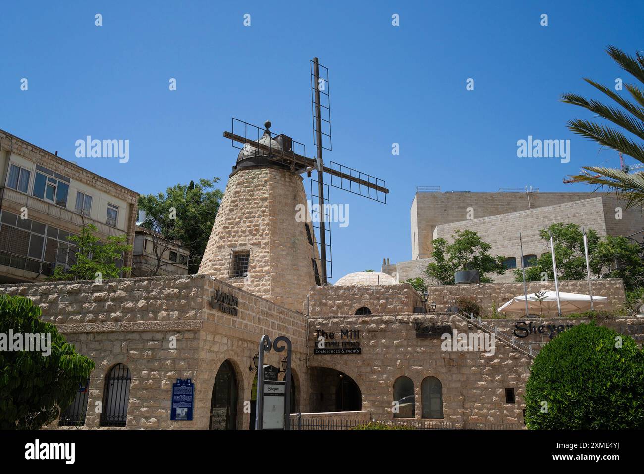 Jerusalem, Israel - may 25th, 2024: An old windmill in the center of ...