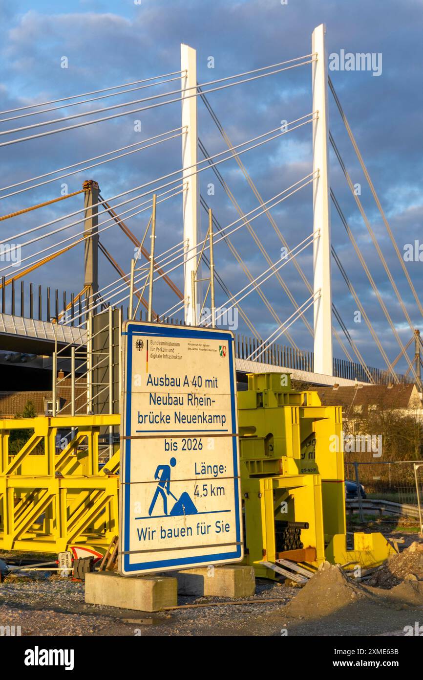 Construction material storage at the A40 Neuenkamp bridge, pillars and ...