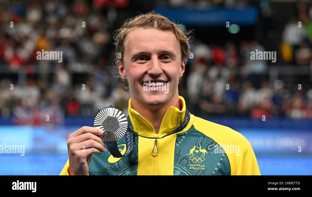 Paris, France. 27th July, 2024. Australian swimmer Elijah Winnington ...