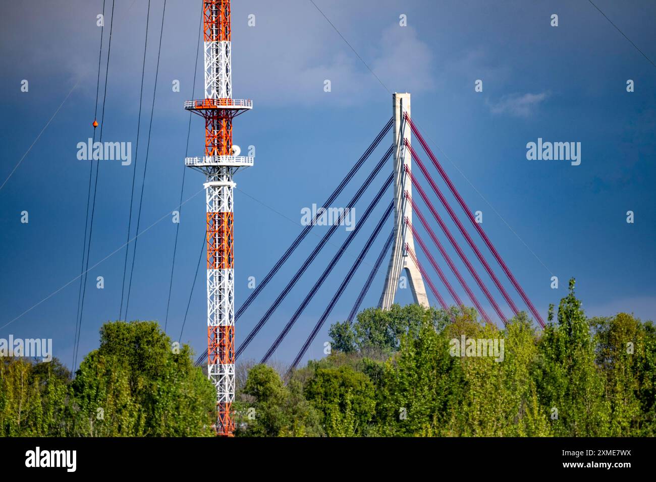 Niederrheinbruecke Wesel, bridge pier, B58, cable-stayed bridge, the ...
