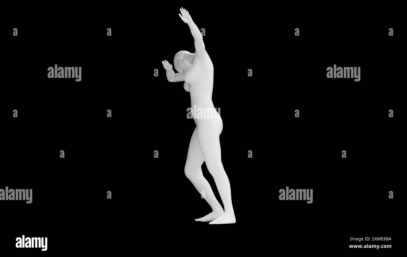 Female Mannequin in Dabbing Pose Isolated on Black Background. Side ...