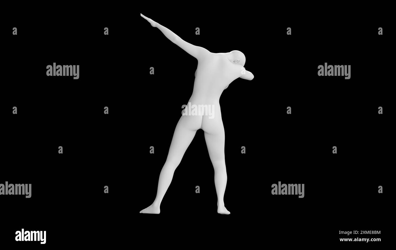 Female Mannequin in Dabbing Pose Isolated on Black Background. Back ...