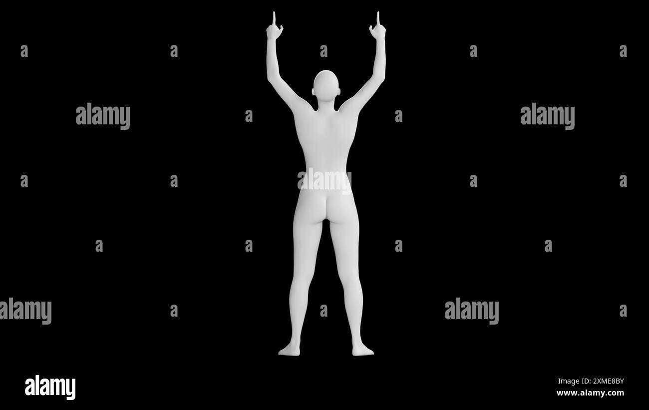 Female Mannequin Pointing Upward Isolated on Black Background. Back ...