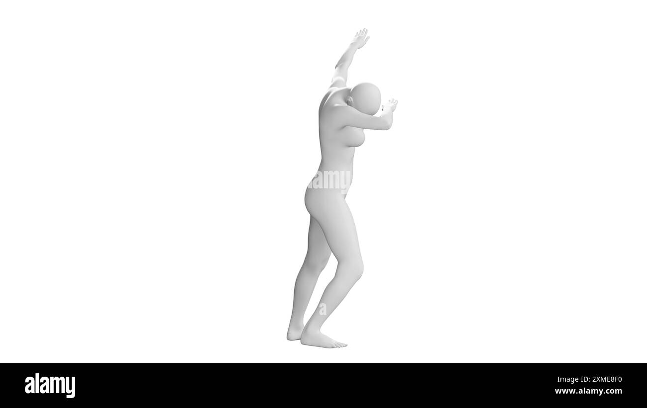 Female Mannequin in Dabbing Pose Isolated on White Background. Side ...