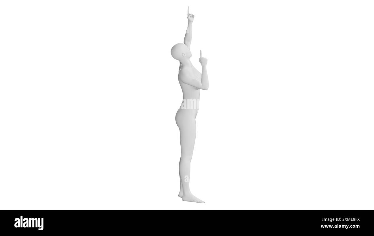 Female Mannequin Pointing Upward Isolated on White Background. Side ...