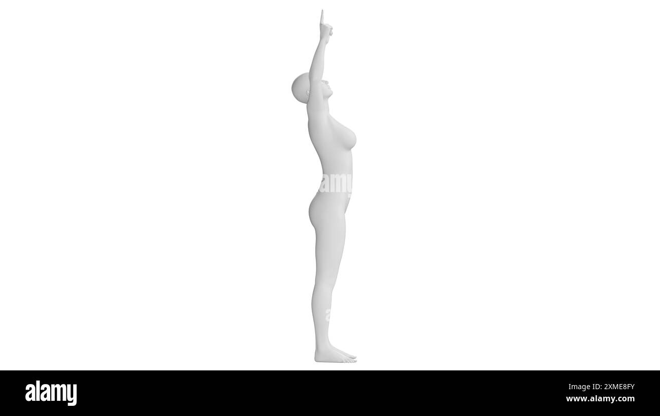 Female Mannequin Pointing Upward Isolated on White Background. Side ...