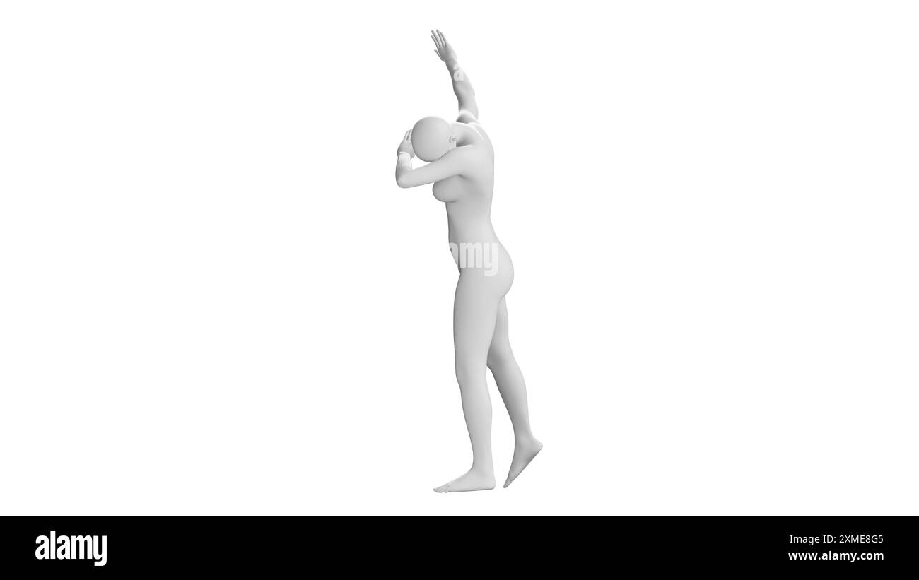 Female Mannequin in Dabbing Pose Isolated on White Background. Side ...