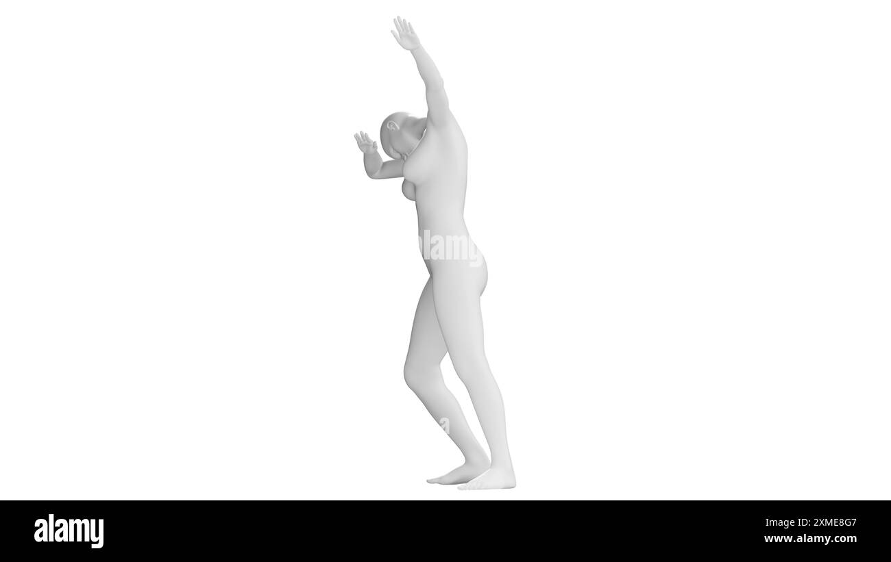 Female Mannequin in Dabbing Pose Isolated on White Background. Side ...