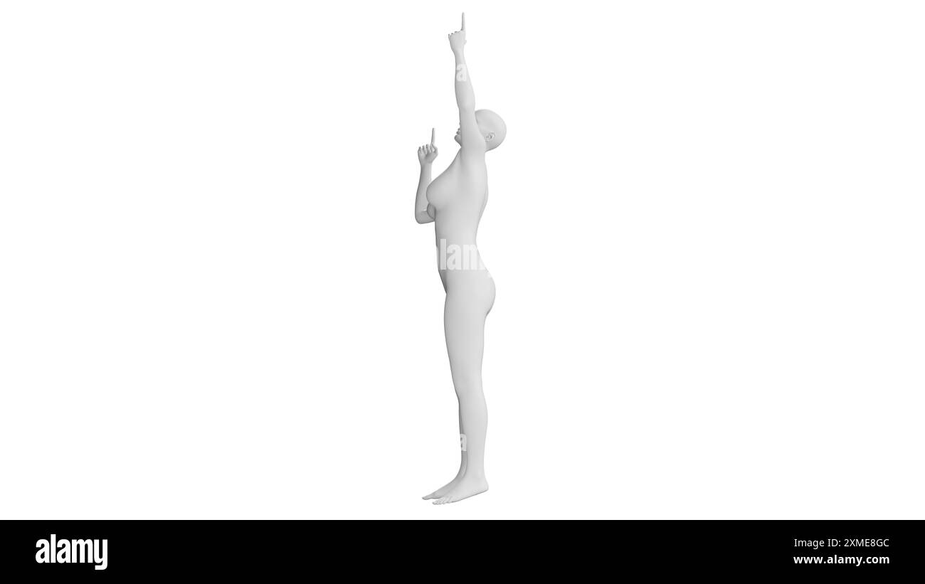 Female Mannequin Pointing Upward Isolated on White Background. Side ...