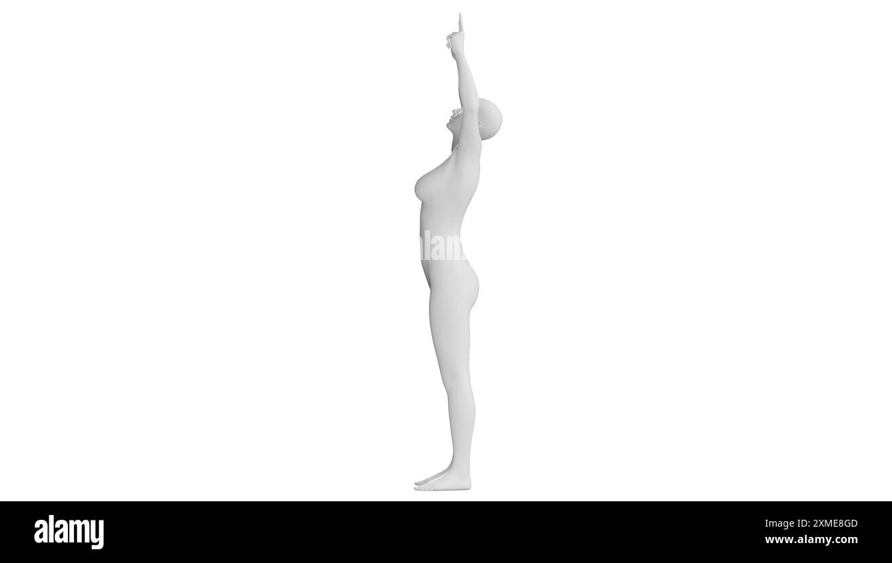 Female Mannequin Pointing Upward Isolated on White Background. Side ...