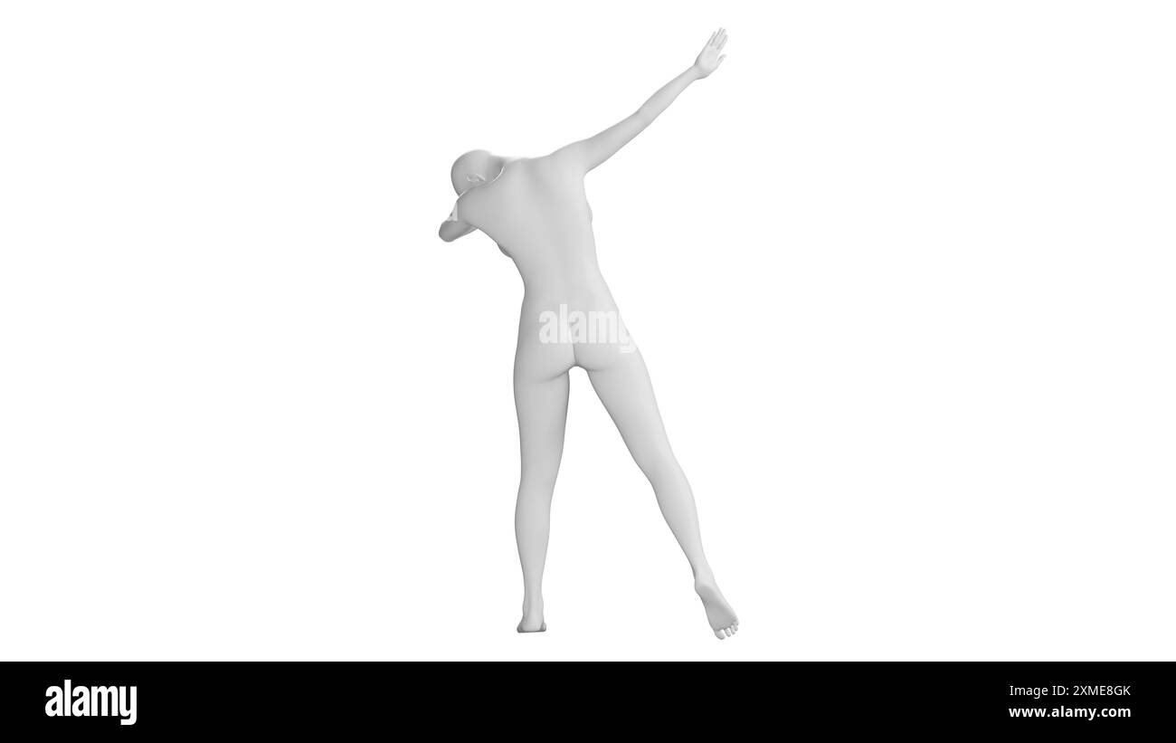 Female Mannequin in Dabbing Pose Isolated on White Background. Back ...