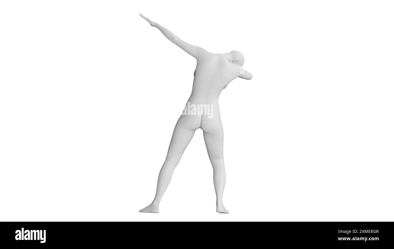 Female Mannequin in Dabbing Pose Isolated on White Background. Back ...