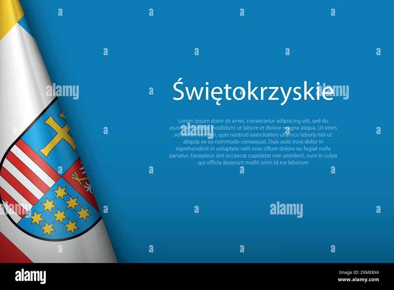 3d flag Holy Cross, region of Poland, isolated on background with ...