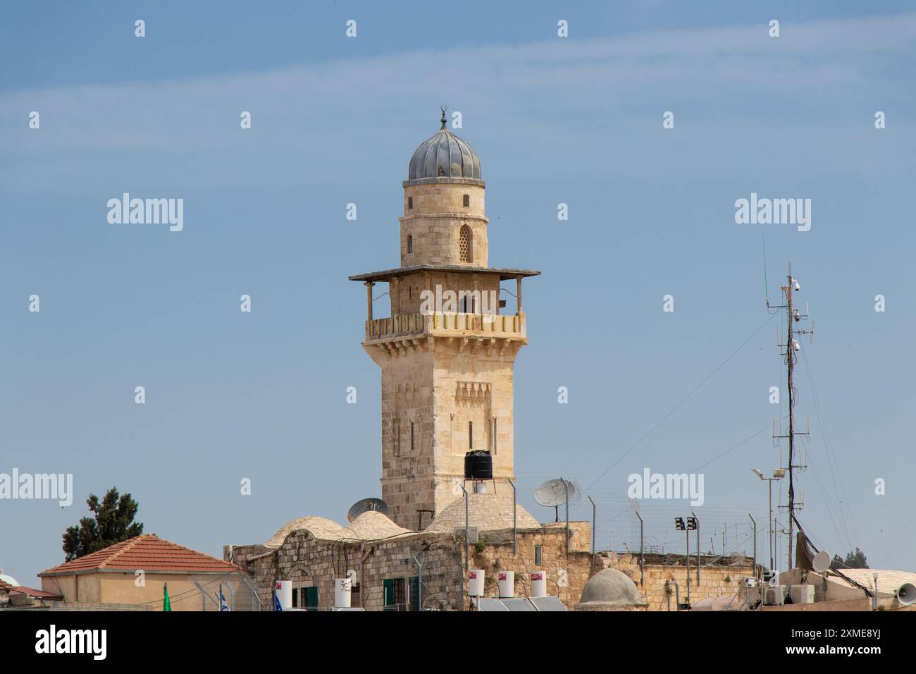 Minaret of the Chain Gate of Al-Aqsa mosque, Jerusalem. Historic ...