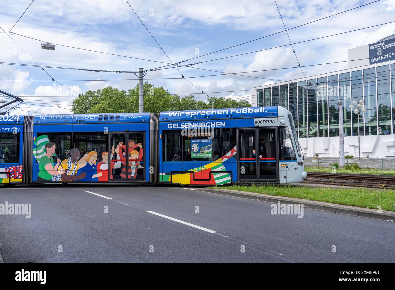 BOGESTRA tram running in the official design of the European Football ...