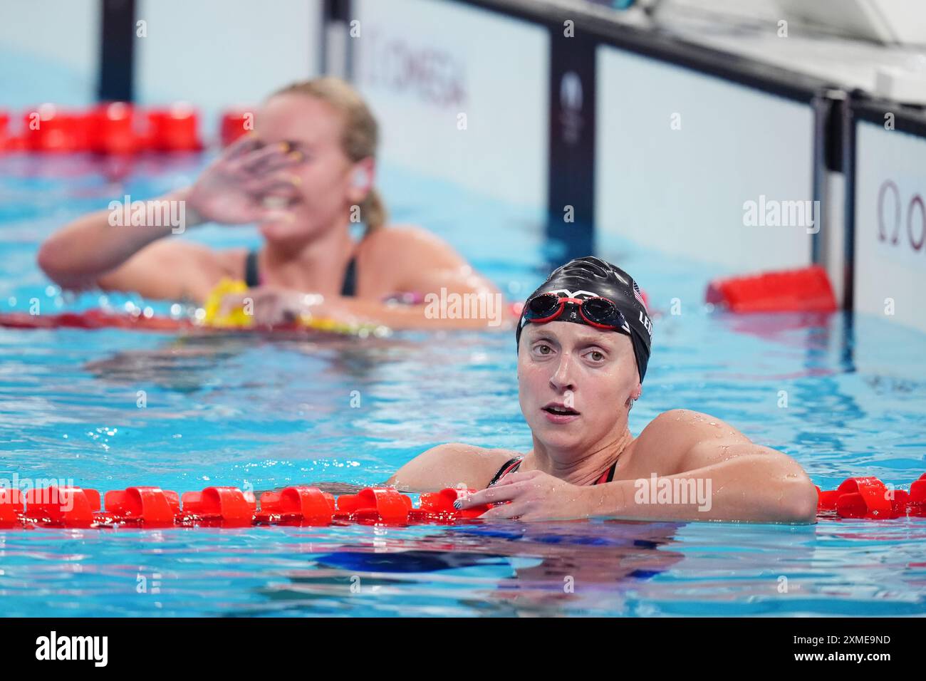 USA's Katie Ledecky (right) after the Women's 400m Freestyle Final at ...