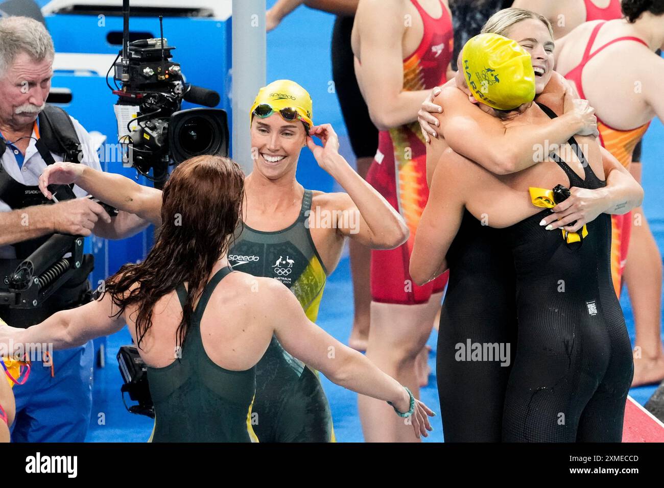 Emma Mckeon, Meg Harris, Shayna Jack and Mollie O'Callaghan of Australia, celebrate after ...