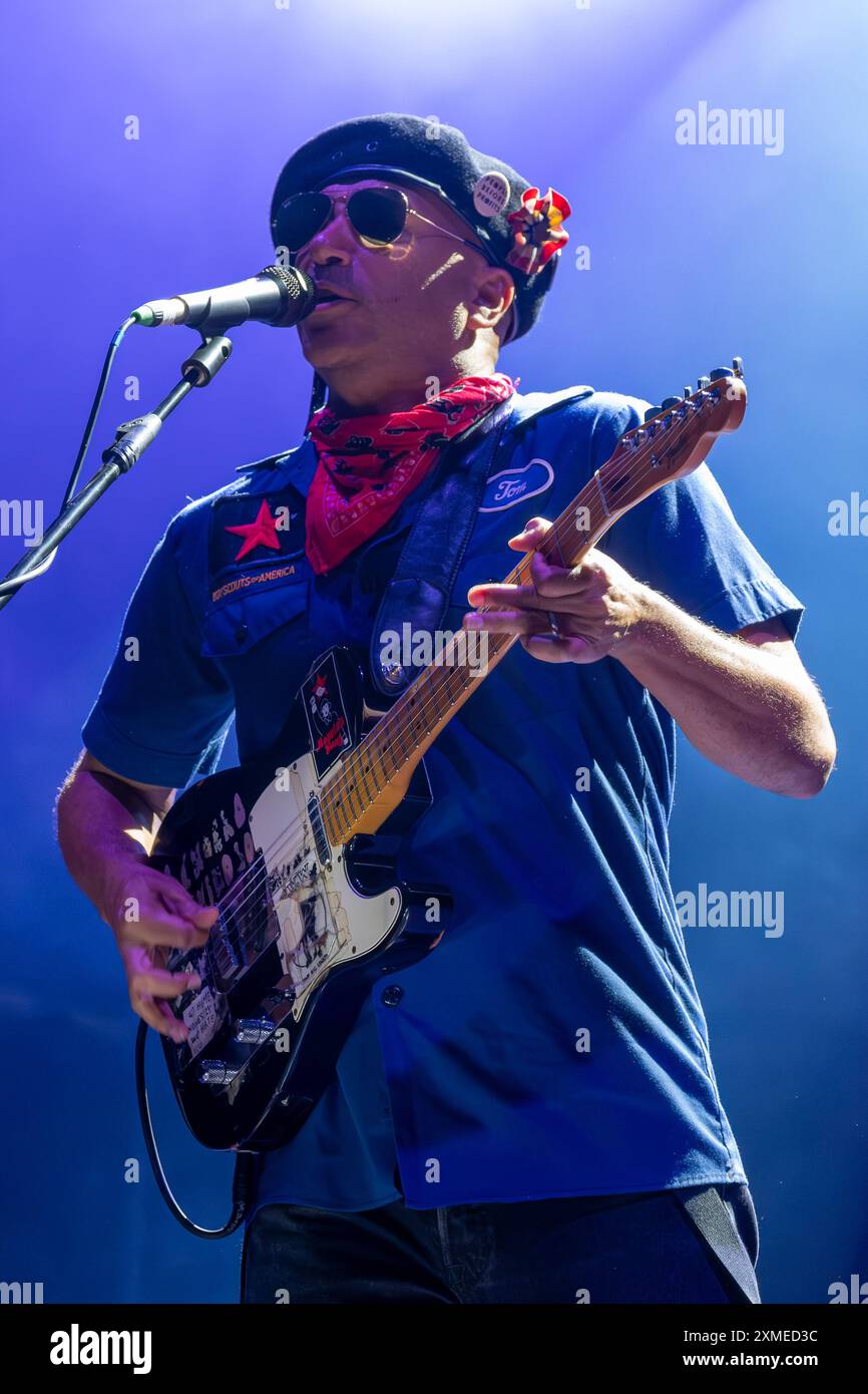 Tom Morello, stage name of Thomas Baptiste Morello, during his live ...