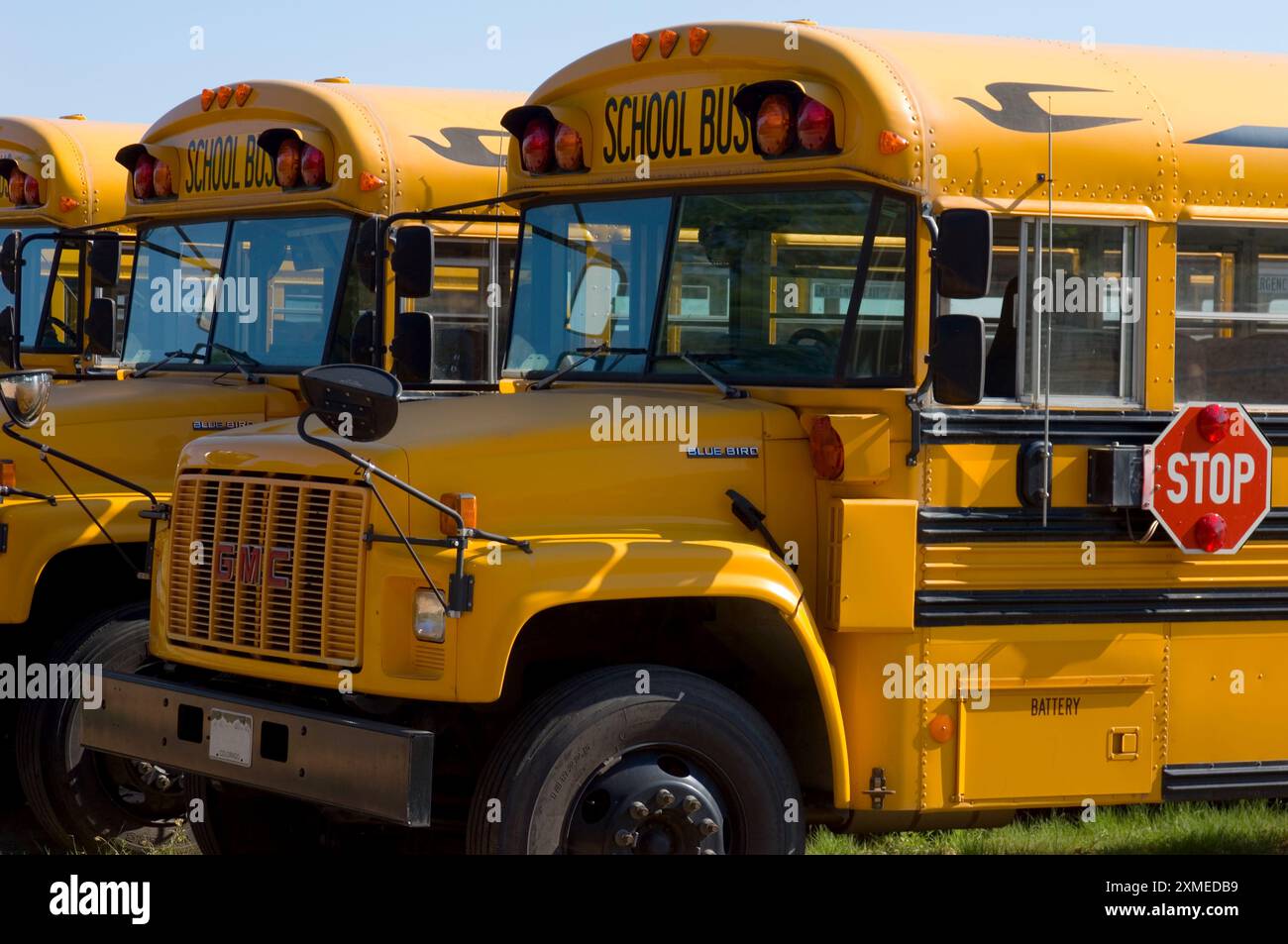 COLORADO, USA: School buses sit prepared in a depot to await the start ...