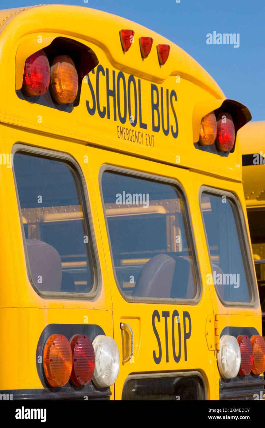 COLORADO, USA: School buses sit prepared in a depot to await the start ...