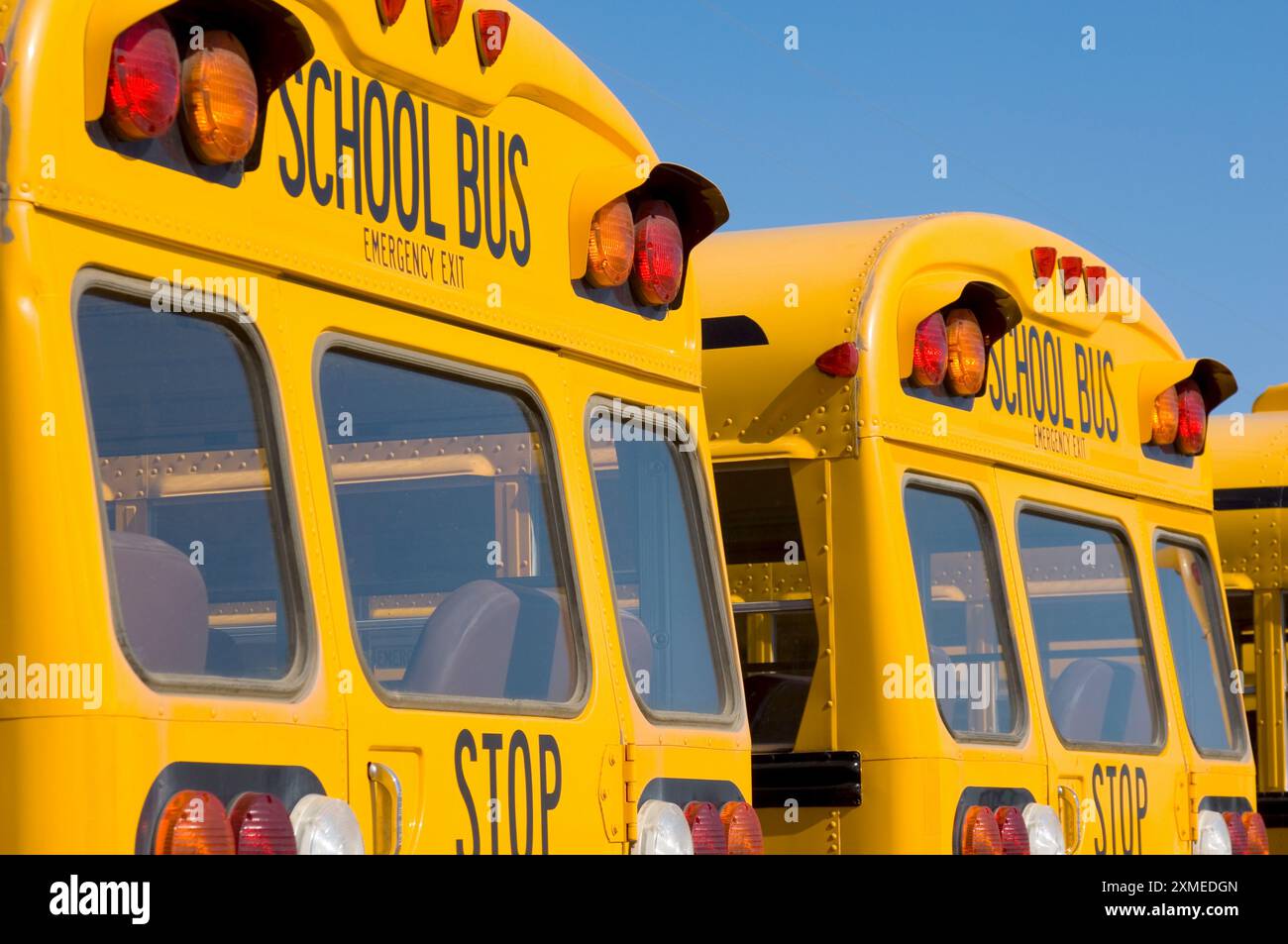 COLORADO, USA: School buses sit prepared in a depot to await the start ...