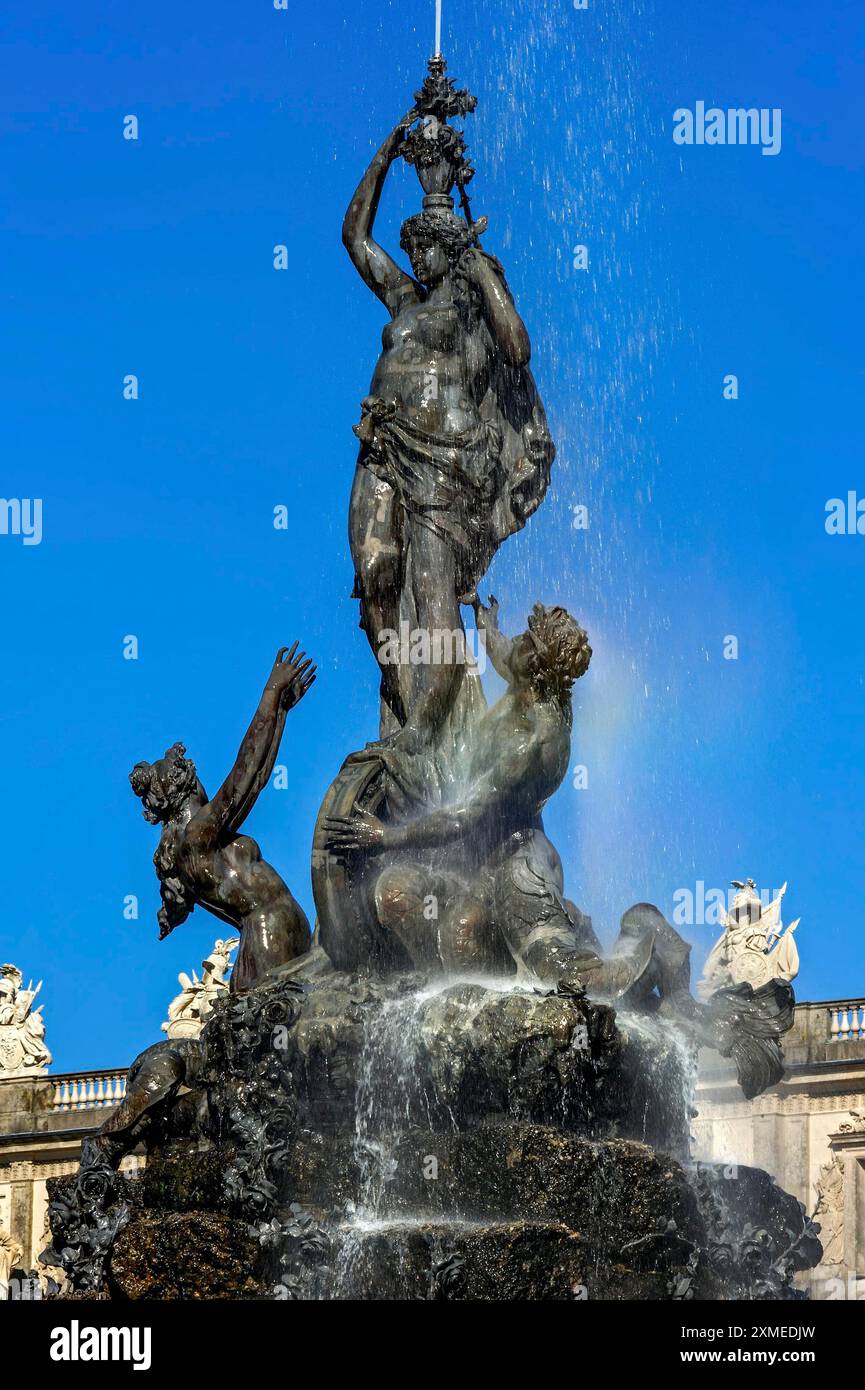 Fountain figure of the goddess Fortuna on the wheel of fortune, Fortuna ...