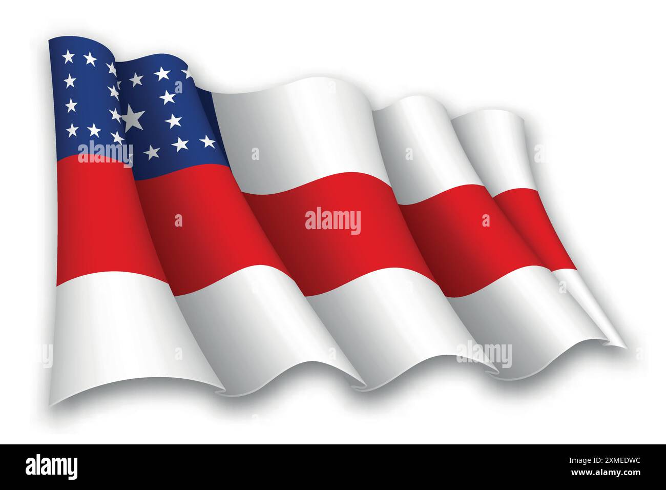 Realistic waving flag of Amazonas, state of Brazil, isolated on white ...