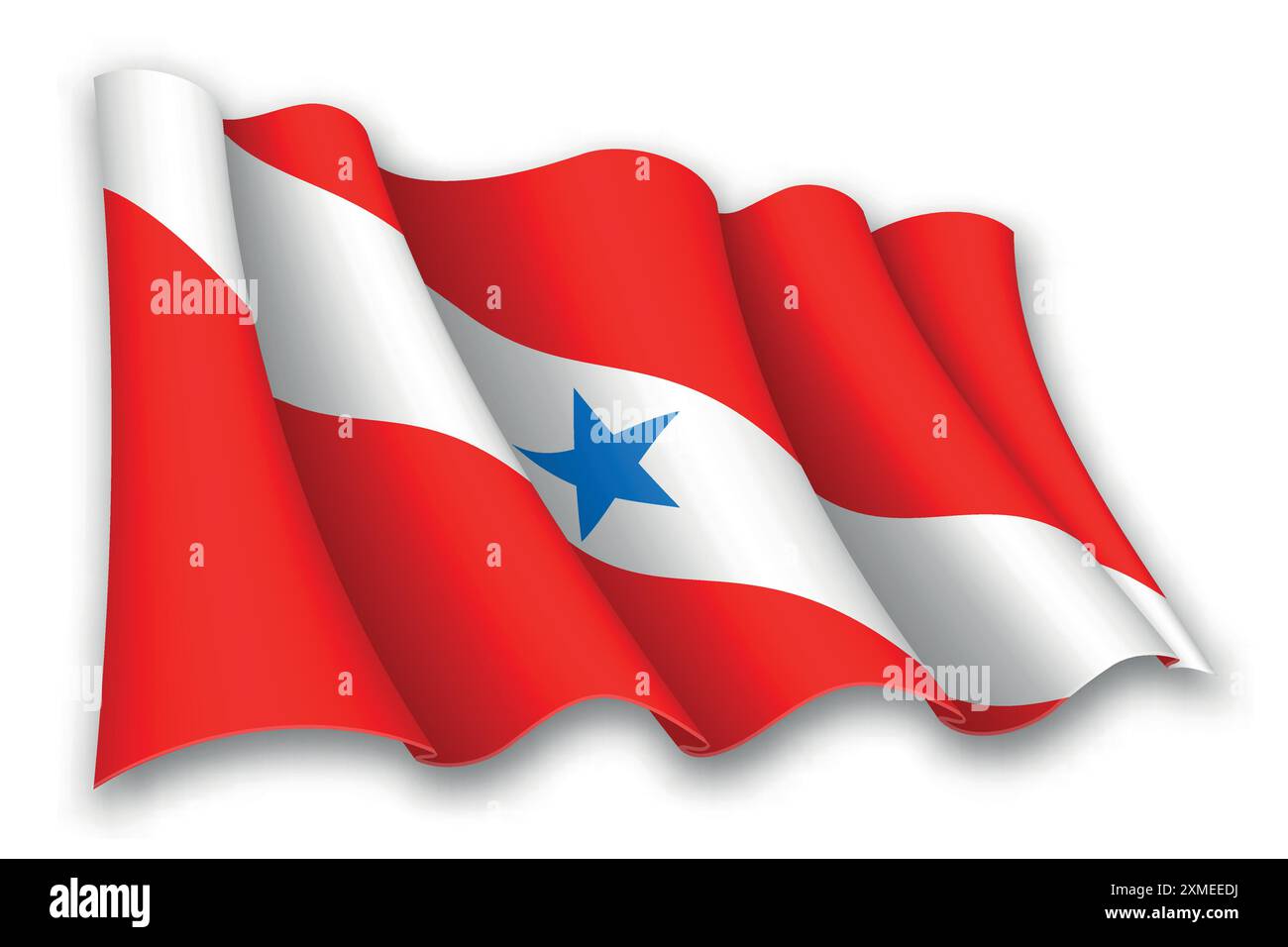 Realistic waving flag of Para, state of Brazil, isolated on white ...