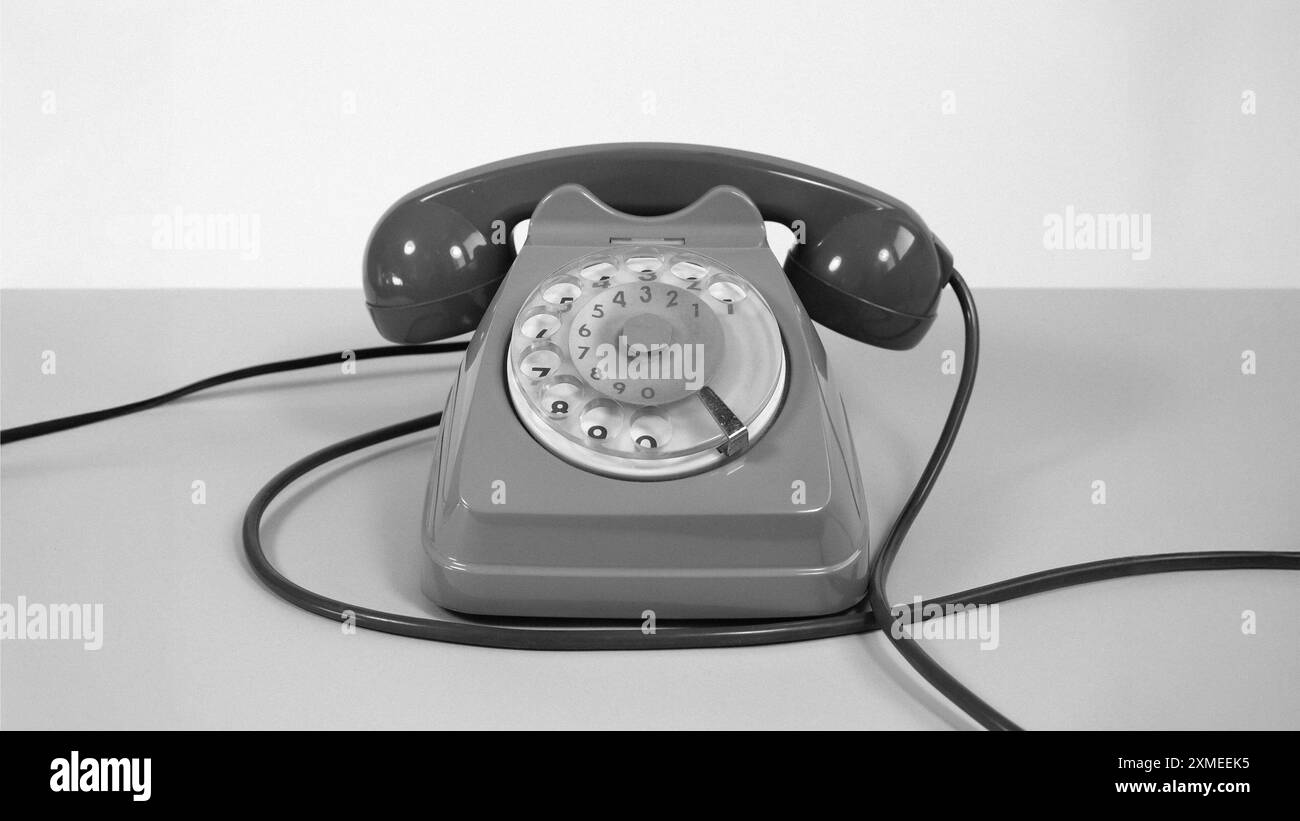 vintage analog landline telephone in black and white Stock Photo - Alamy