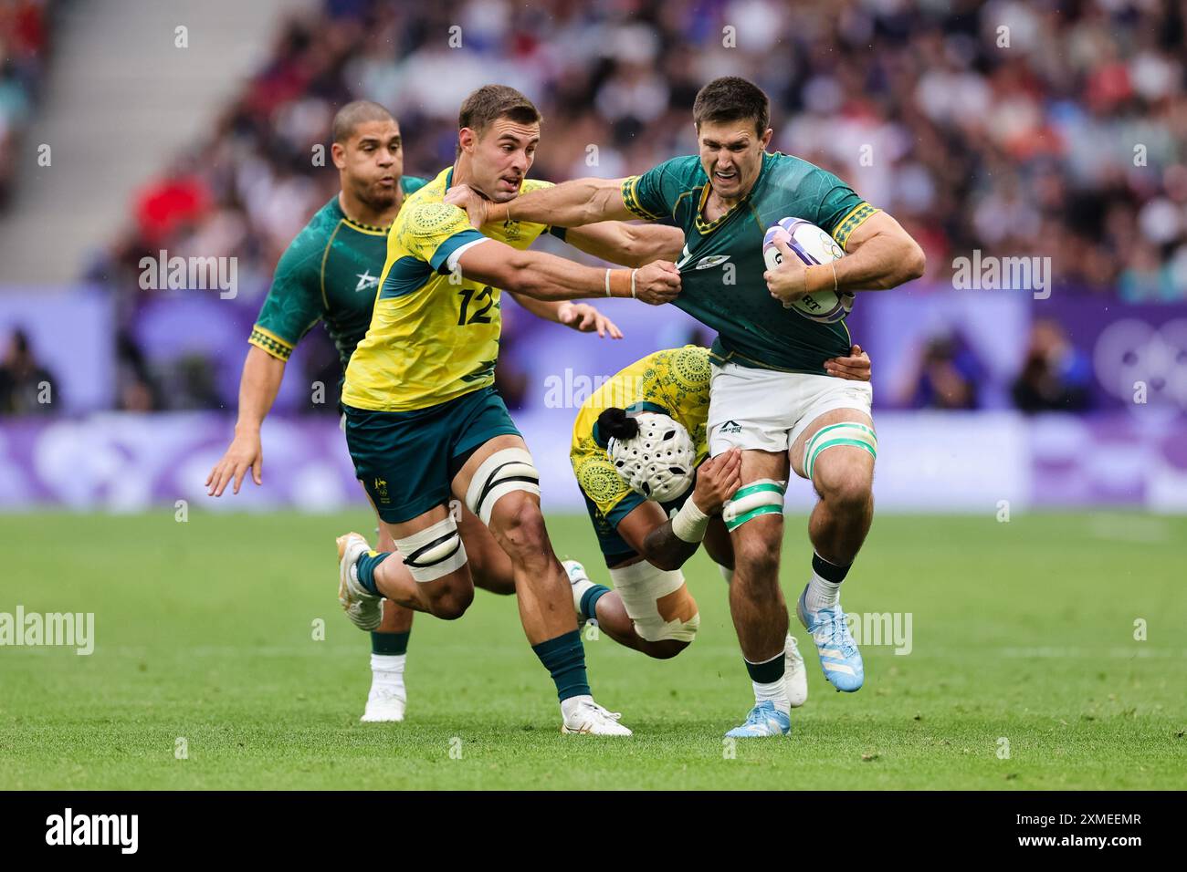 Paris, France, 27 July, 2024. Impi Visser (3) of Team South Africa runs ...