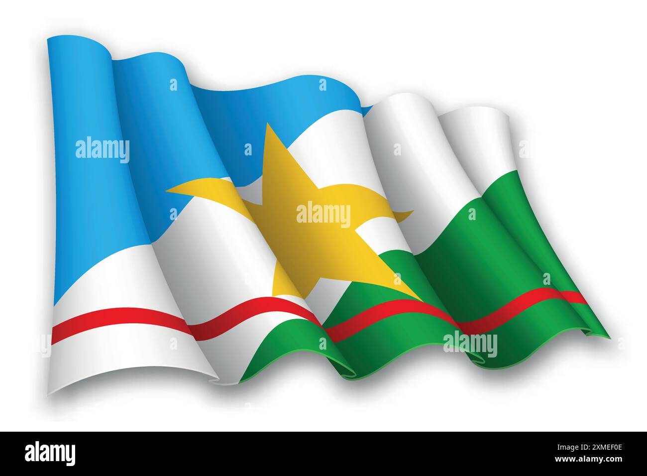 Realistic waving flag of Roraima, state of Brazil, isolated on white background Stock Vector ...