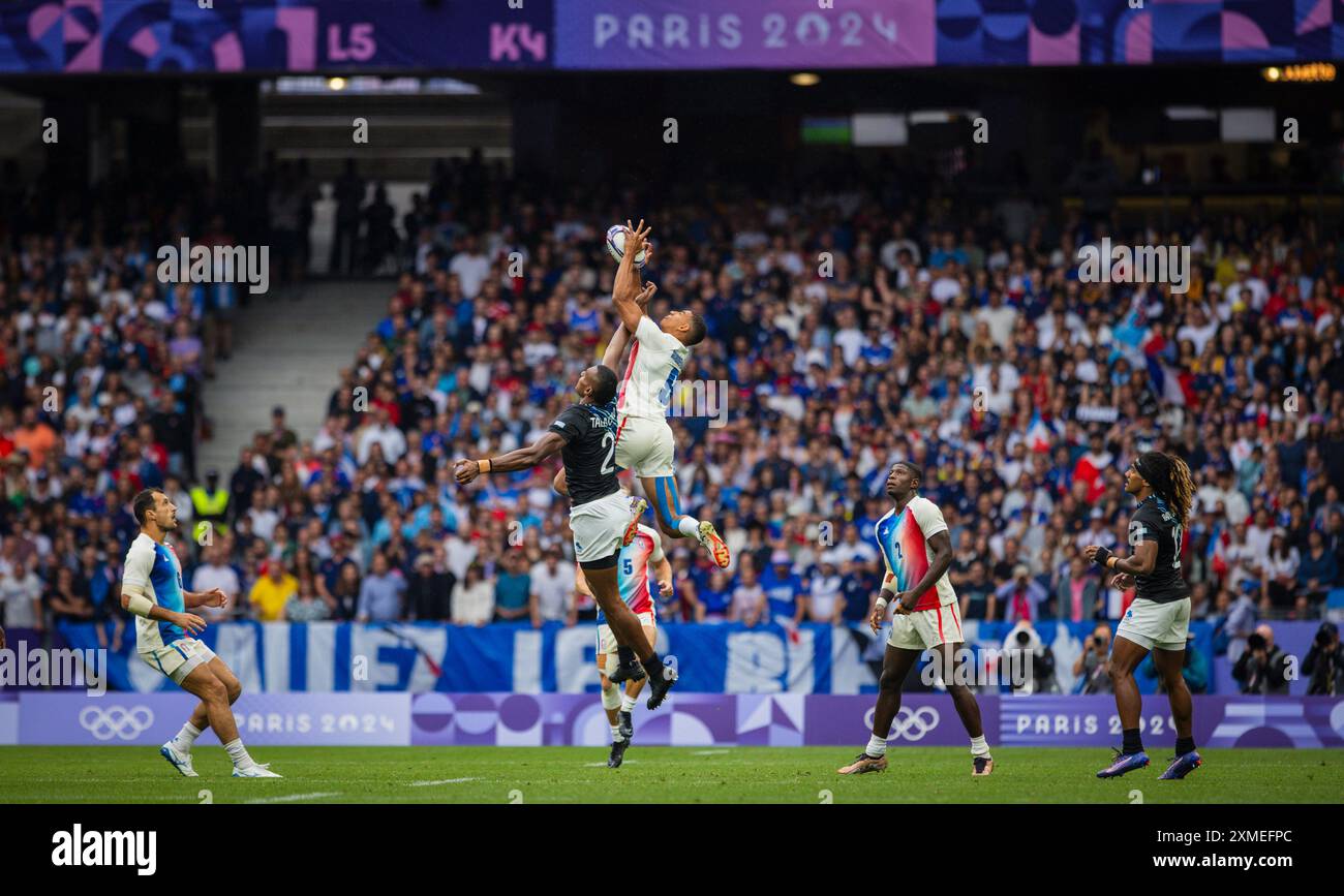 Paris, France. 27th Jul 2024. Joseva Talacolo (FIJI) Aaron Grandidier ...