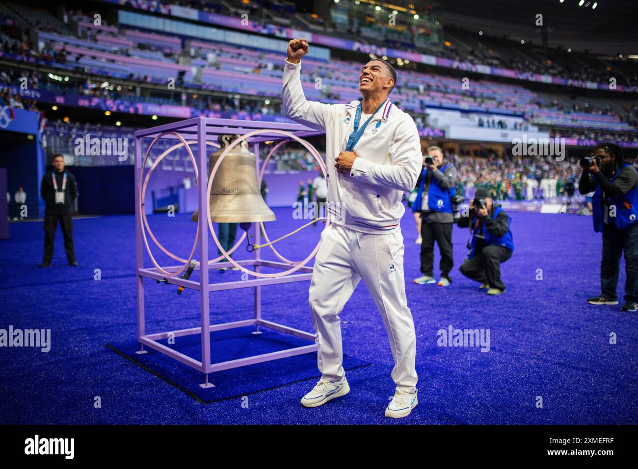 Paris, France. 27th Jul 2024. Final jubilation: Aaron Grandidier ...