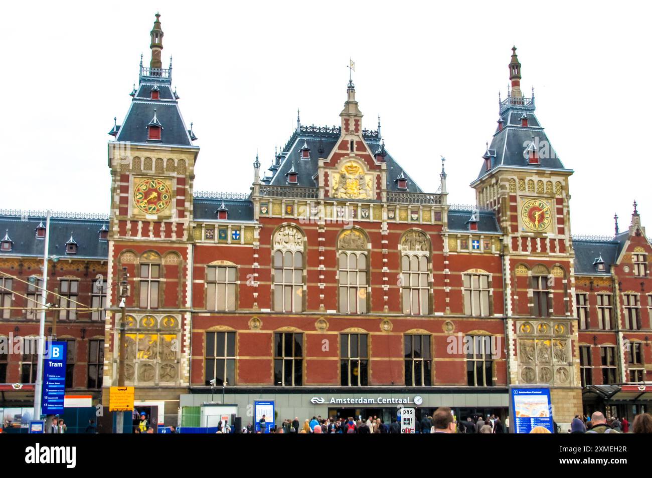 Amsterdam. Sign for tram stop at Amsterdam Centraal Station. Tram stop ...