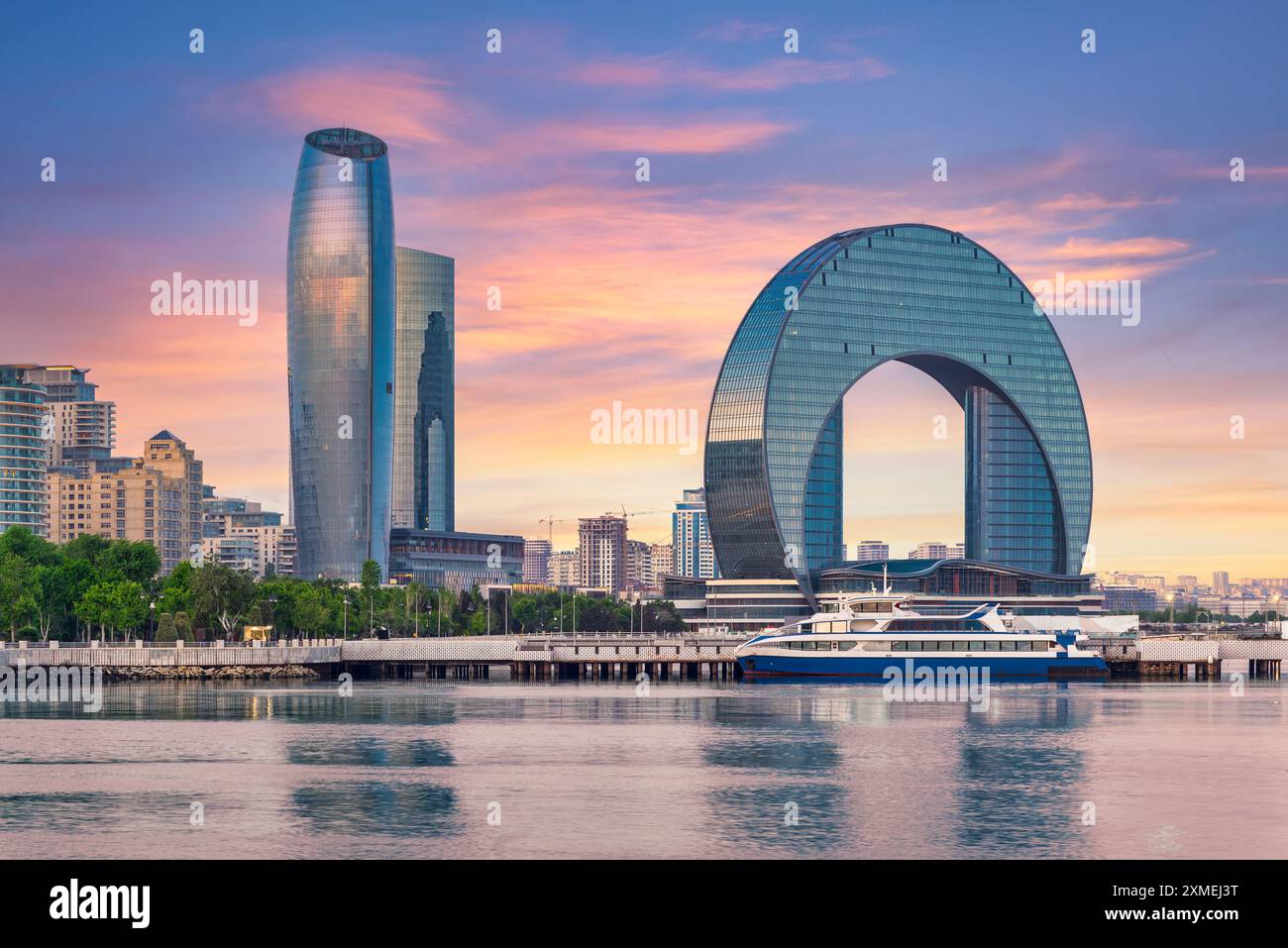 The Crescent Development Project in Baku, Azerbaijan, features a unique circular building at ...