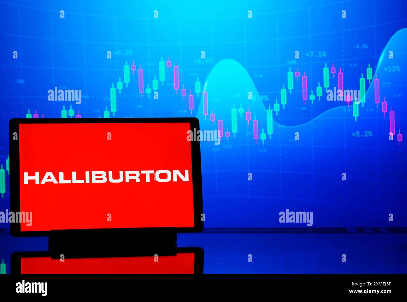 In this photo illustration, Halliburton Company logo seen displayed on ...