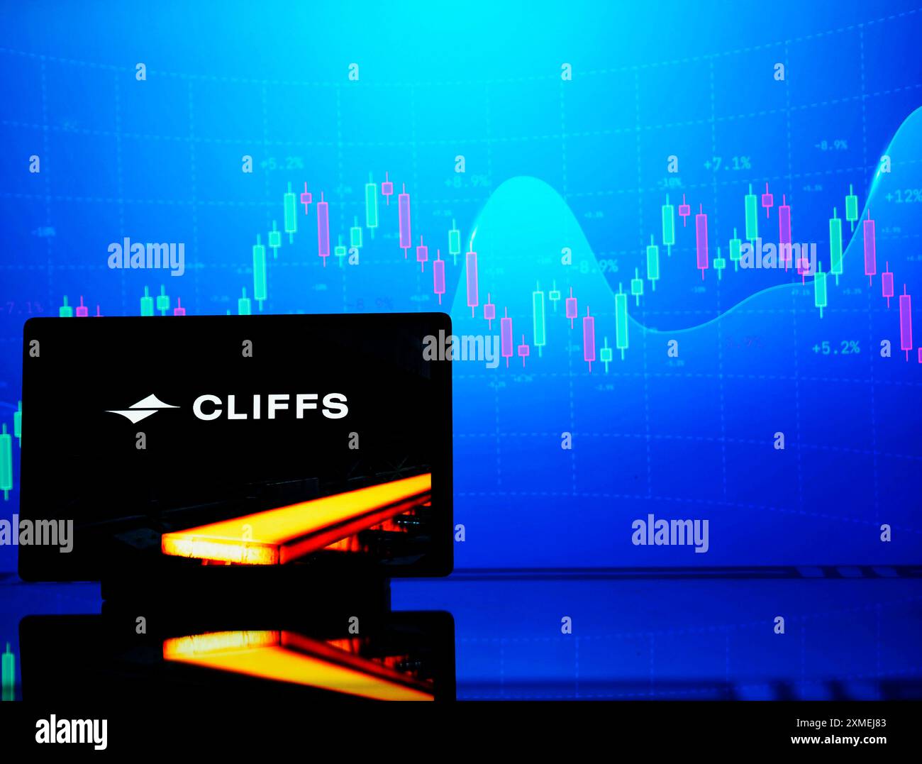 In this photo illustration, Cleveland-Cliffs Inc logo seen displayed on ...