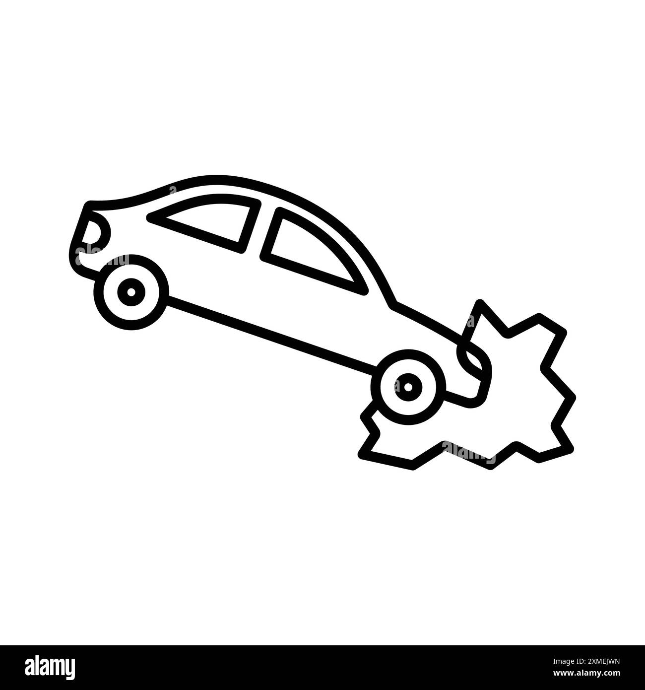 car Accident icon set in thin line outline style and linear vector sign ...