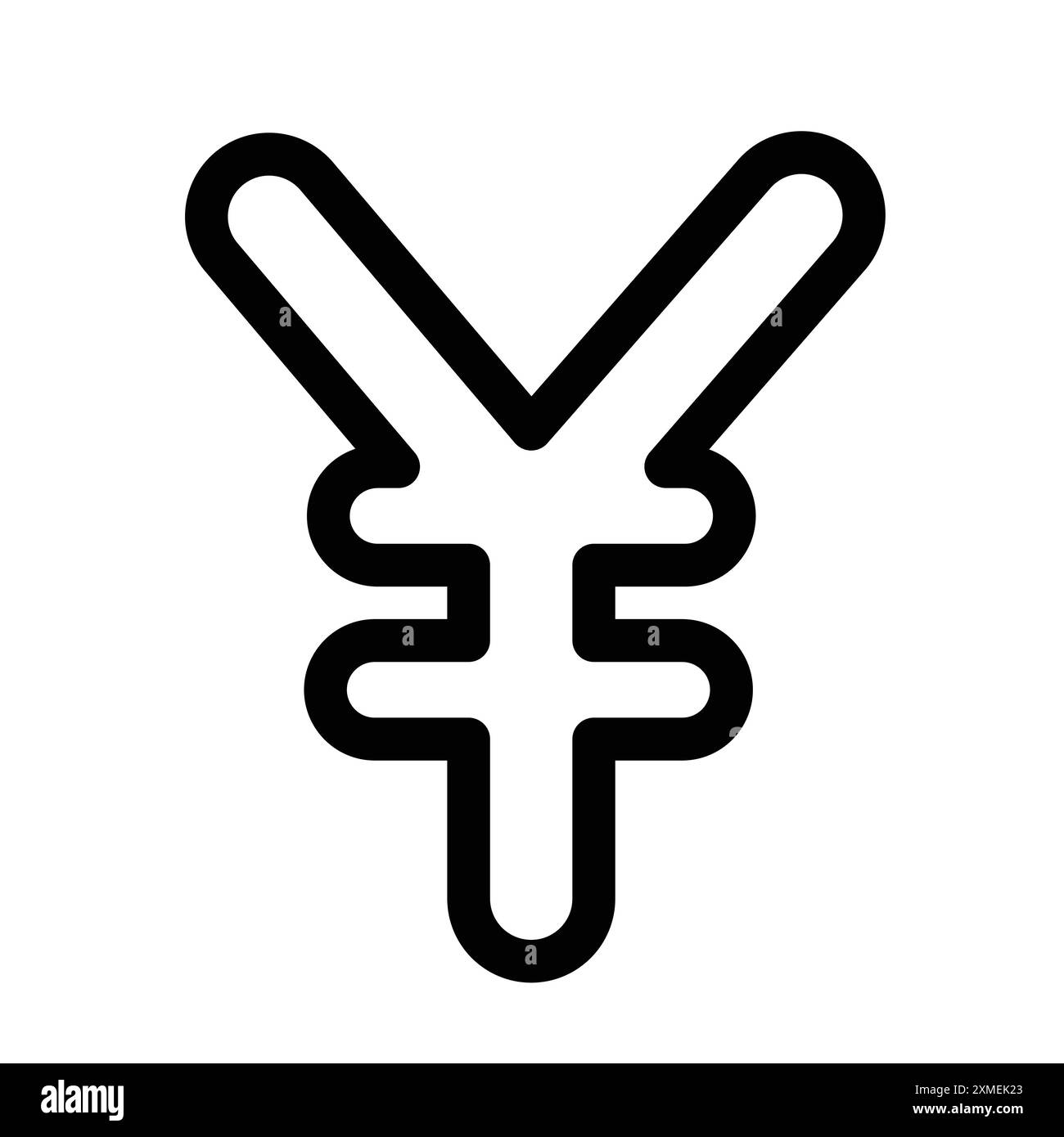 Yen sign icon set in thin line outline style and linear vector sign ...