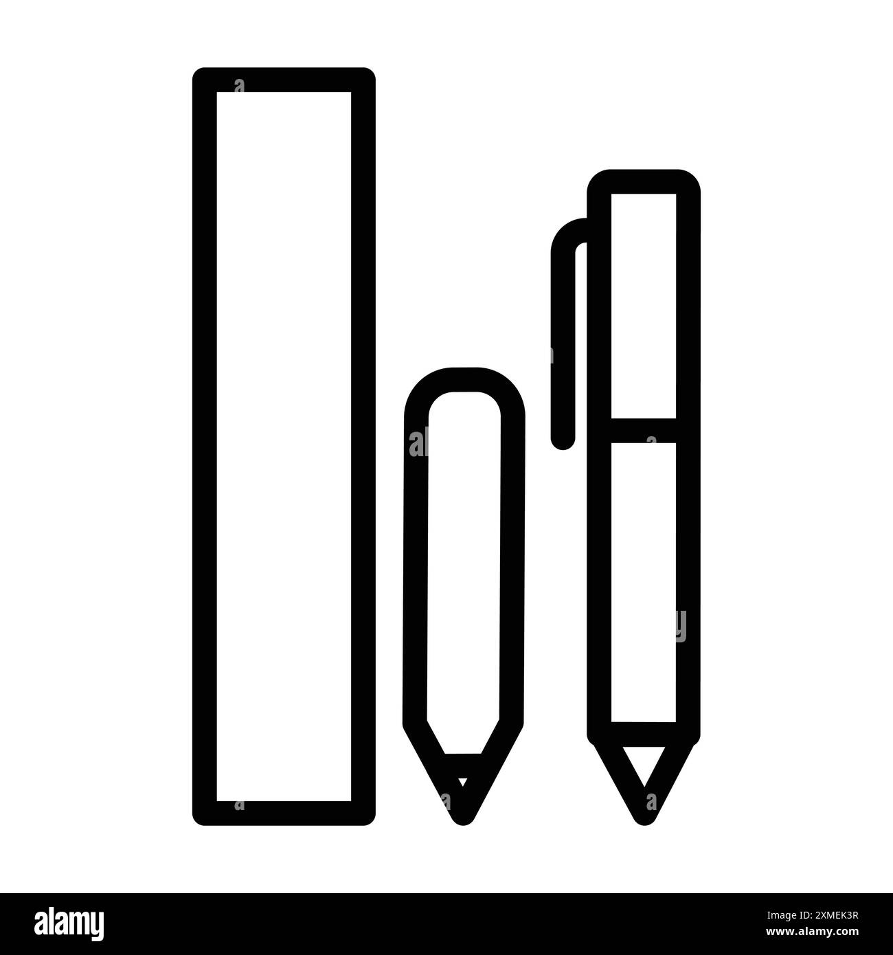 Ruler, pencil and pen icon set in thin line outline style and linear vector sign Stock Vector ...