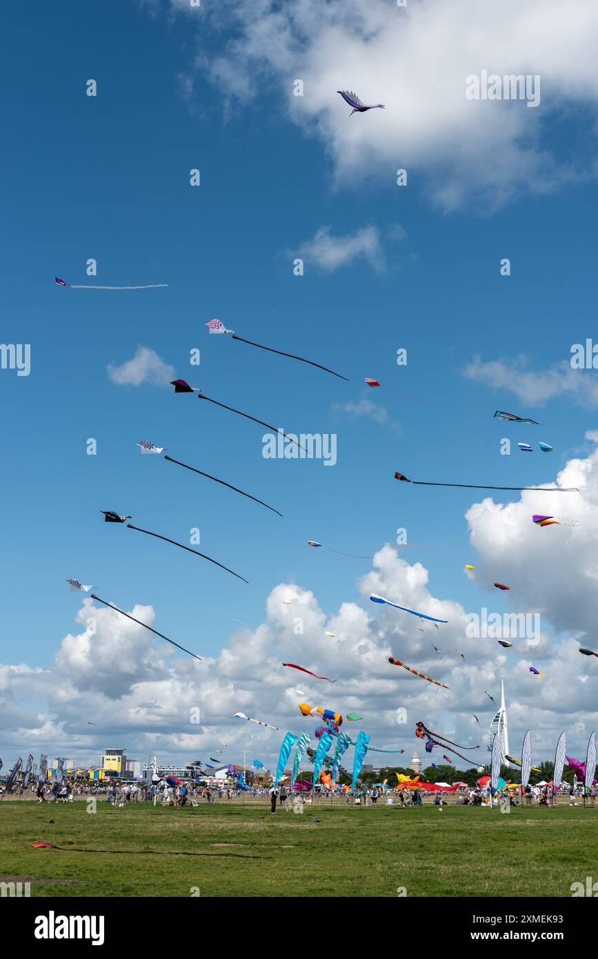 Kite festival on Southsea common in Portsmouth. Variety of colourful ...